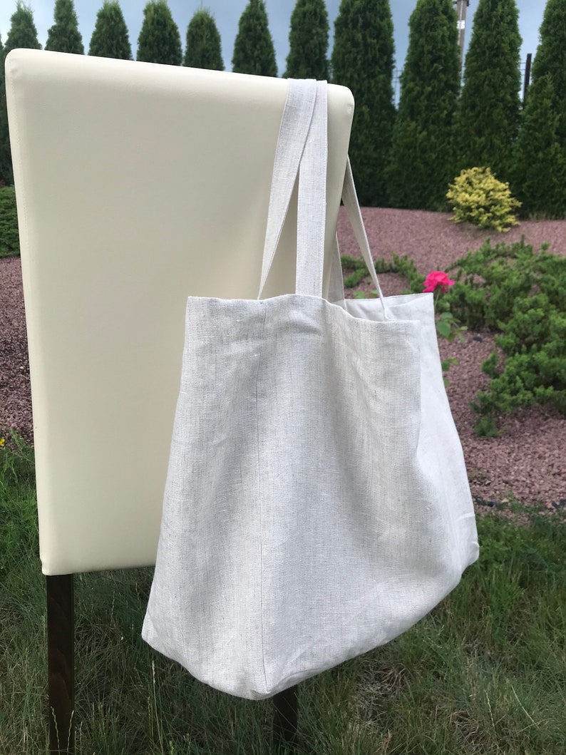 Natural Linen Tote Bag With Cotton Lining and Slip Pocket. - Etsy