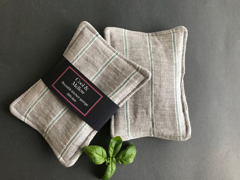 100% Natural Gray Linen Sponge for a Zero Waste Kitchen. - Etsy