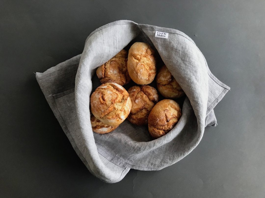 Gray Bento Bag for Bread Storage. Linen Bento Bag. Soft and Thick Linen ...