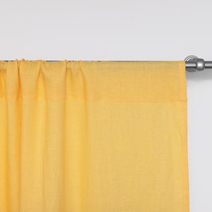 Yellow Curtains 55"/140 Cm Wide. Flax Linen Curtains for Living Room ...