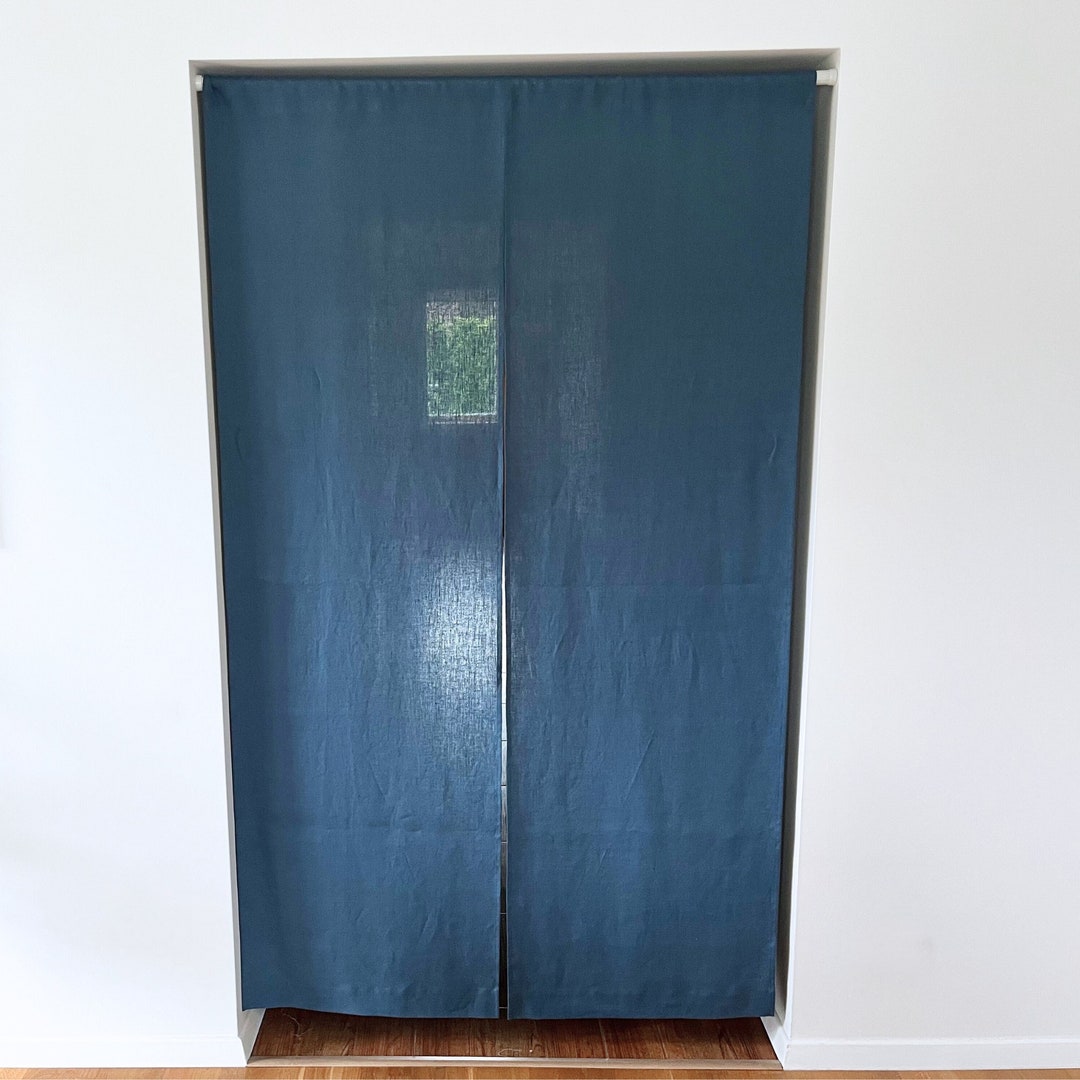 Steel Blue Doorway Curtain. Blue Japanese Noren Curtain. Dusty Blue ...