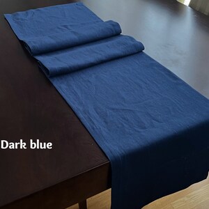 Dark Blue Navy Linen Table Runner. Modern Table Centerpiece. Rustic ...
