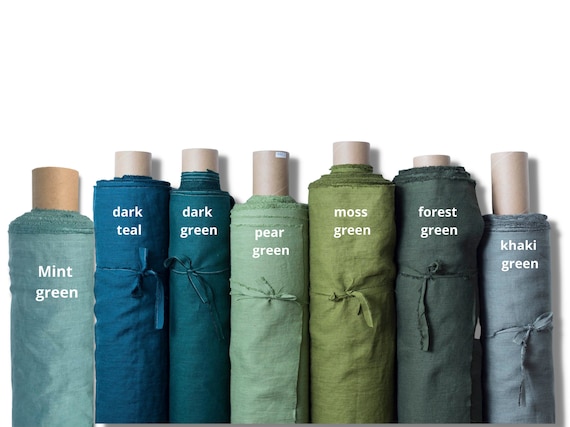 Green Linen Fabric by the Yard or Meter. Fabric Samples. Linen - Etsy