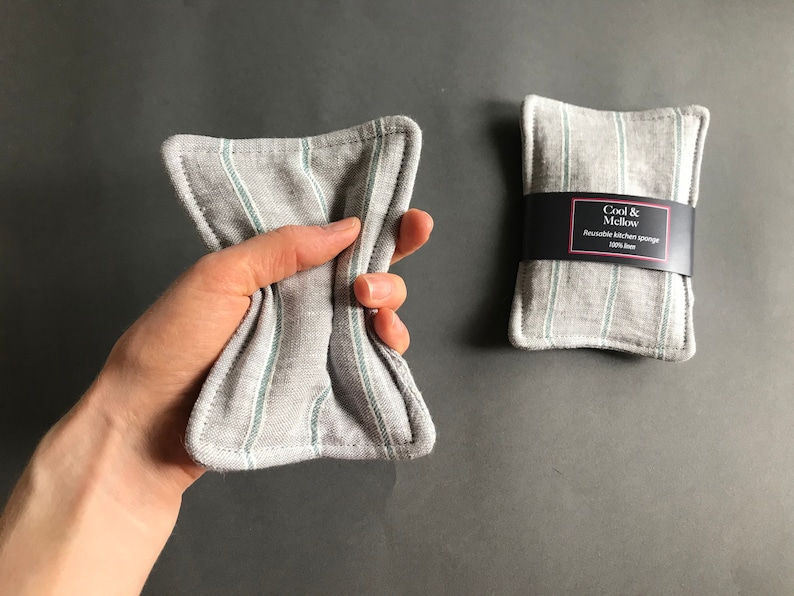 100% Natural Gray Linen Sponge for a Zero Waste Kitchen. - Etsy