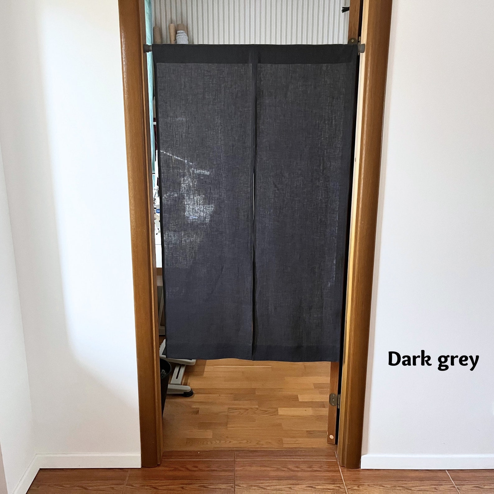 Black Linen Doorway Curtain. Japanese Noren Curtain. Black Linen Door ...