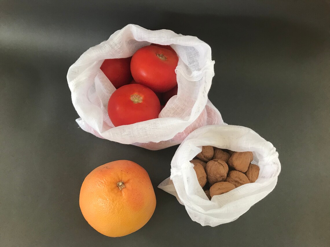 Set of 3 Linen Mesh Produce Bags. Zero Waste Produce Bags. - Etsy