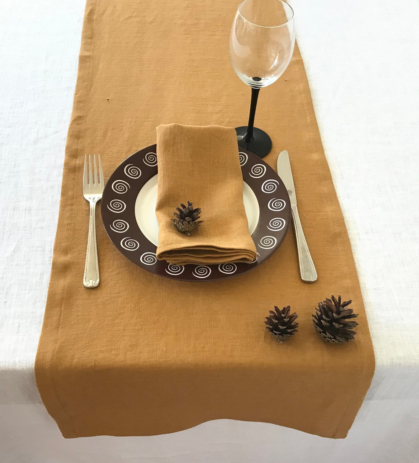 Camel Linen Table Runner. Rustic Table Decor. Light Brown Farmhouse ...