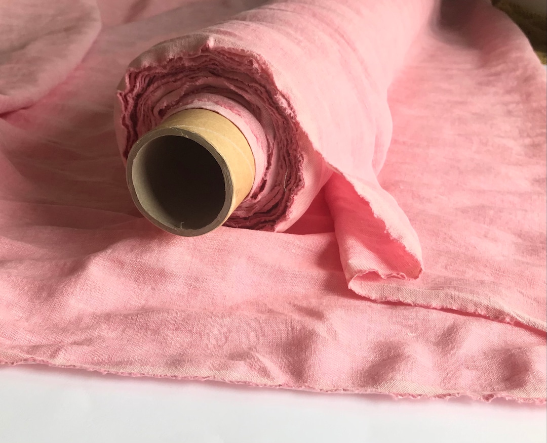 Lightweight Linen Dress Fabric. Extra Wide Pink Linen Melange Fabric by ...
