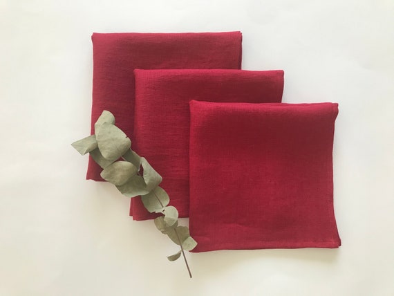 Berry Red Christmas Napkins Set. Red Cloth Napkins 16 Inch - Etsy