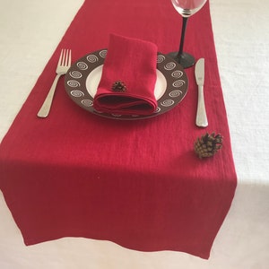 Dark Forest Green Linen Table Runner. Modern Table Centerpiece. Rustic ...