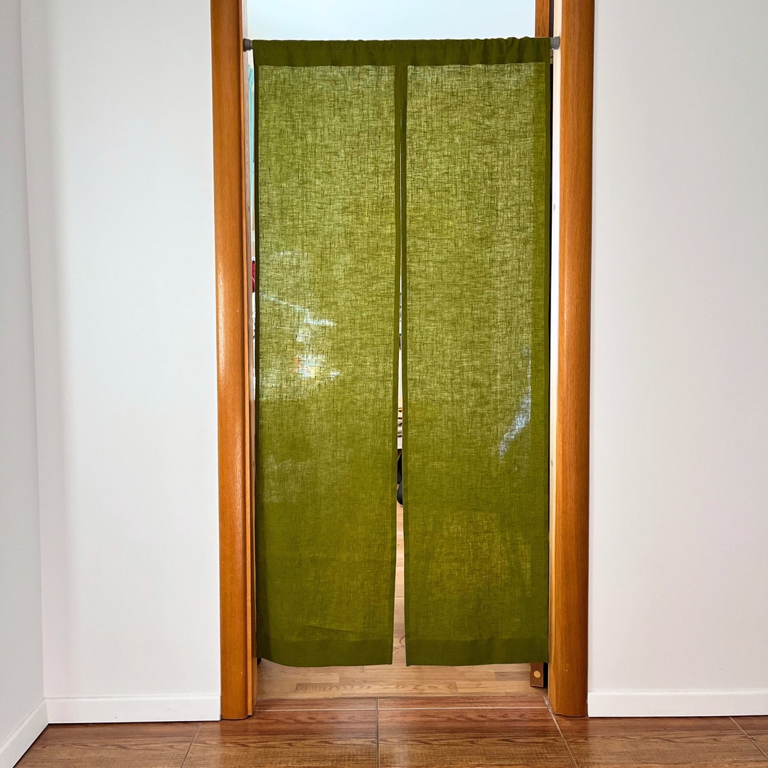 Moss Green Japanese Noren Curtain. Linen Door Curtain. Moss Green ...