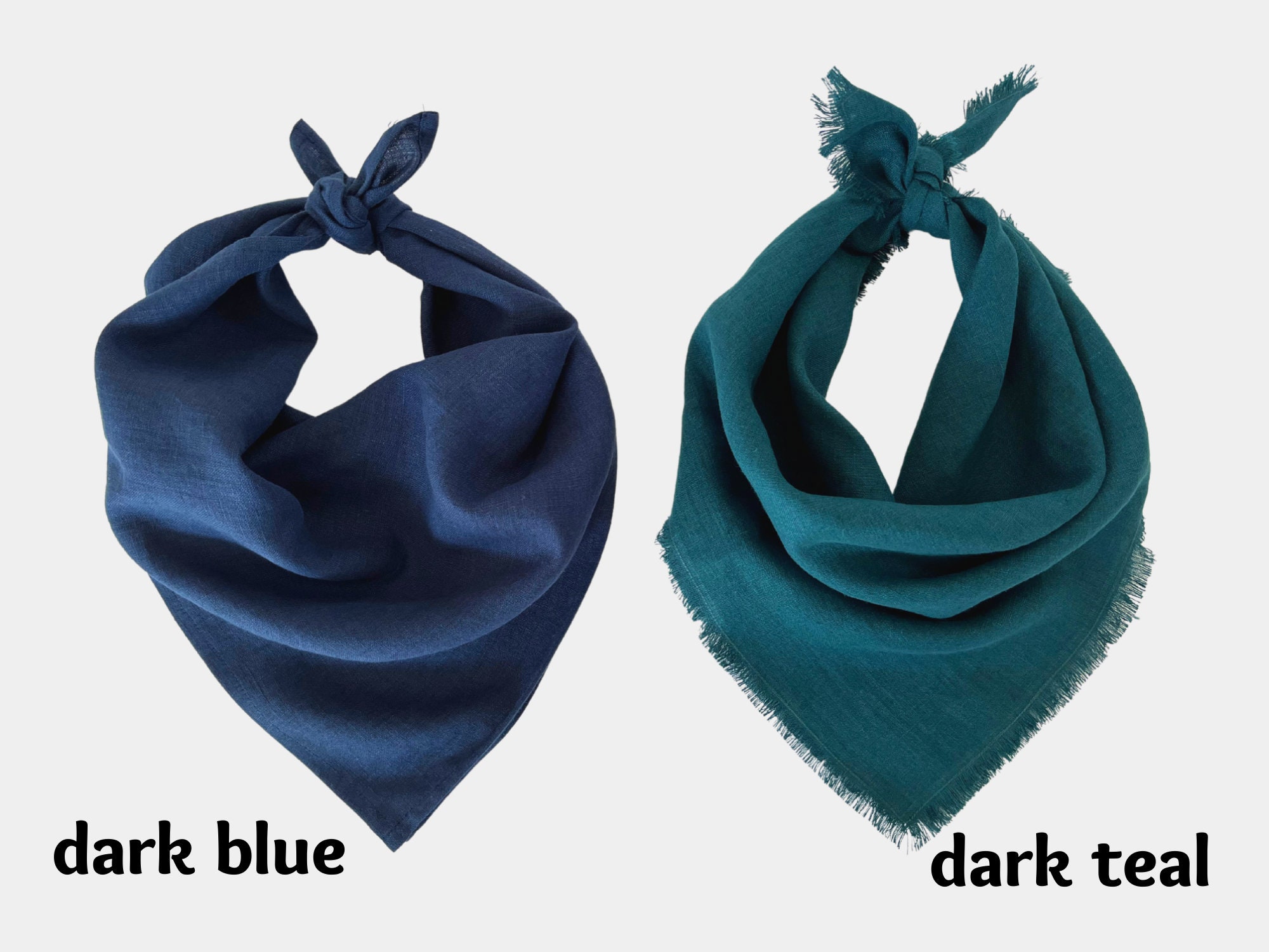 Dark Teal Bandana Scarf. Various Sizes. Linen Scarf for Women, Men ...