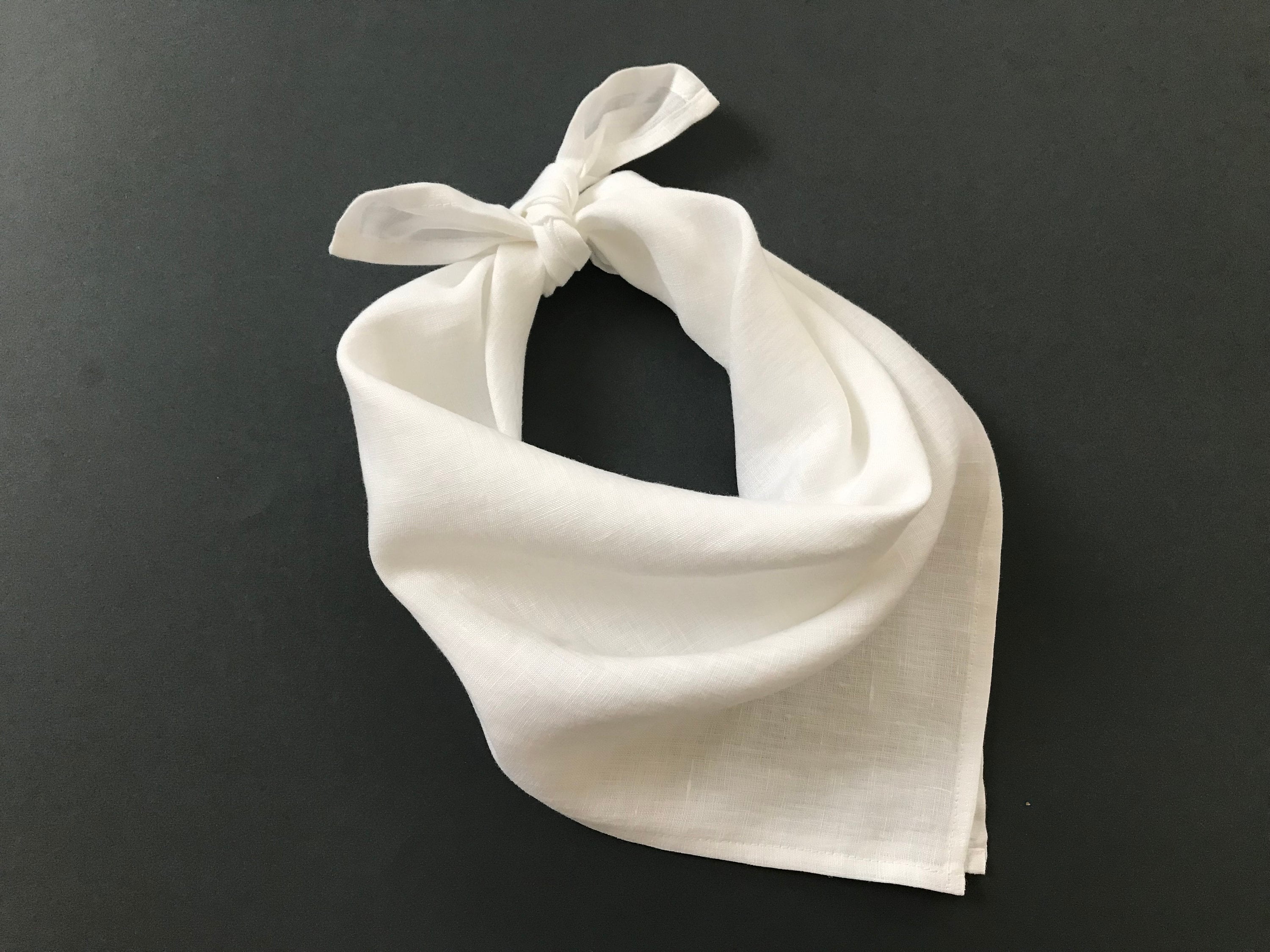 Lightweight Plain White Linen Bandana. Small Linen Scarf for - Etsy