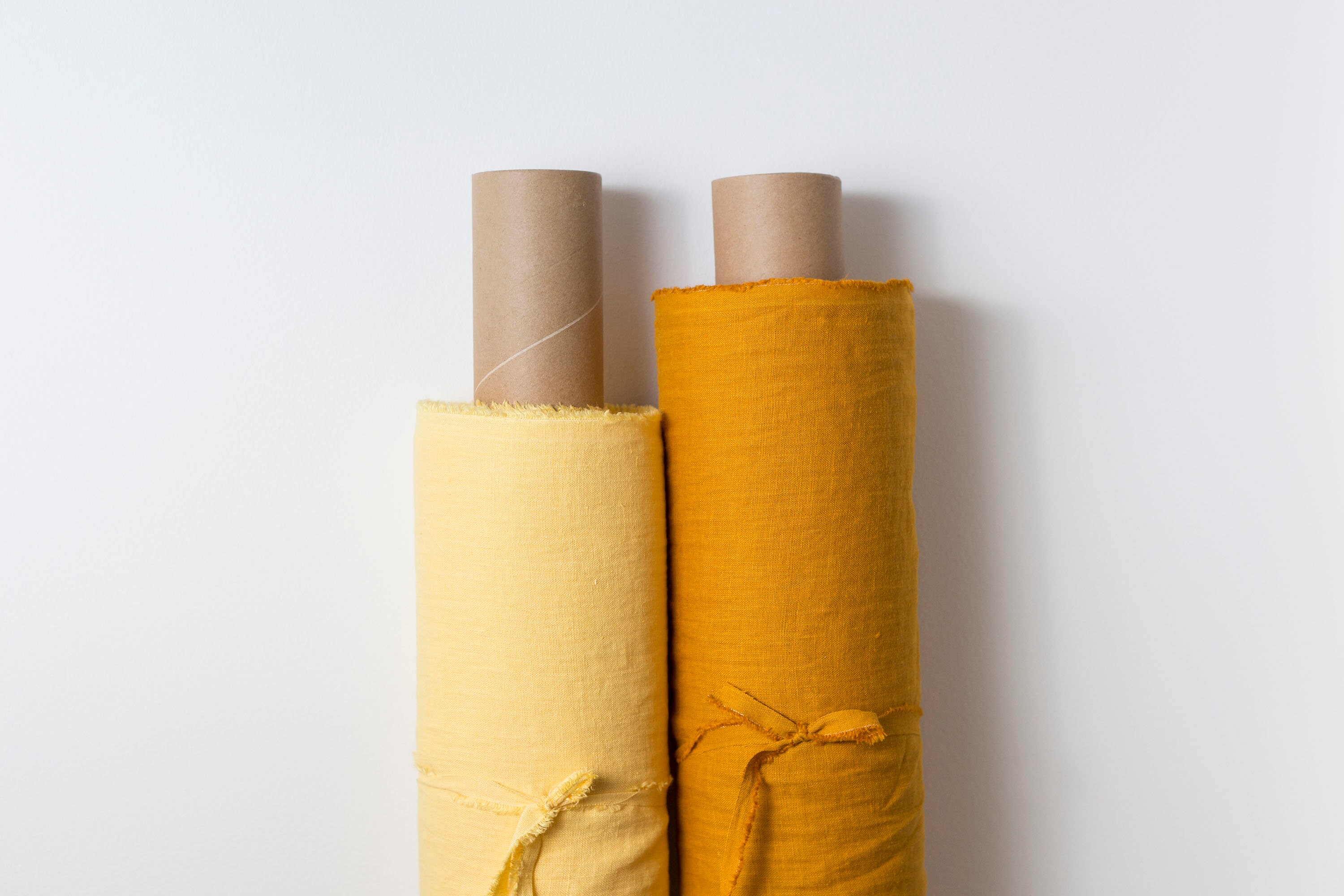 Mustard linen fabric by the yard. Yellow linen fabric by the | Etsy