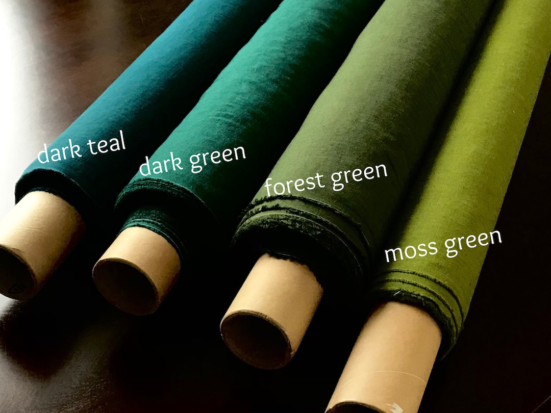 Green Linen Fabric. Dark Green Linen Fabric by the Yard. Teal Linen ...