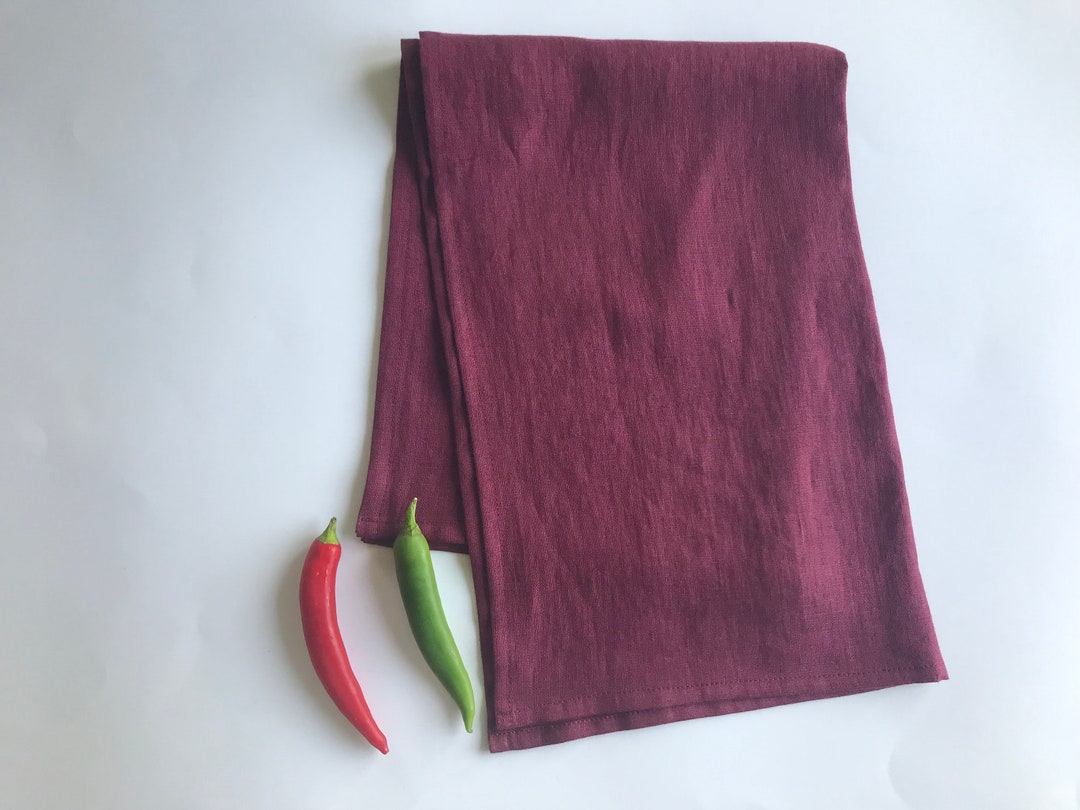 Plum Purple Linen Kitchen Towels. 100% Linen Tea Towels With Loop for ...