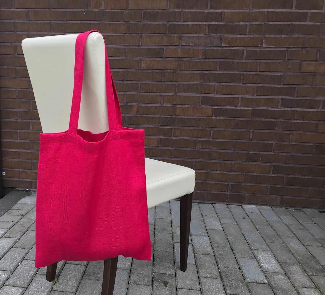 Raspberry Pink Canvas Tote Bag. Pink Linen Tote Bag. Plain - Etsy