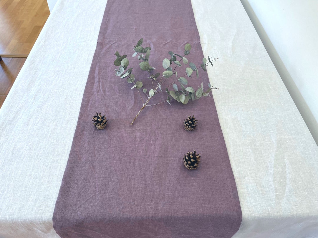 Mauve Linen Table Runner. Wedding Table Runner in Dusty Purple. Extra ...