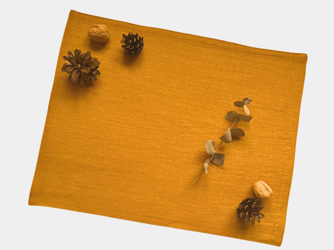 Solid Mustard Linen Placemats Set of 2 4 6 8 10 12. Mustard Table Decor ...