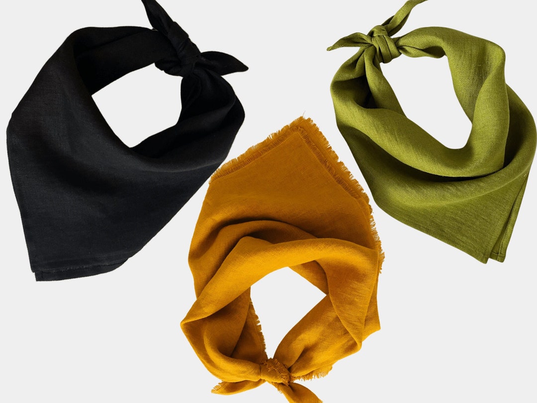 100% Linen Linen Bandana for Men, Women, Kids, Dogs, Girls, Boys. Linen ...