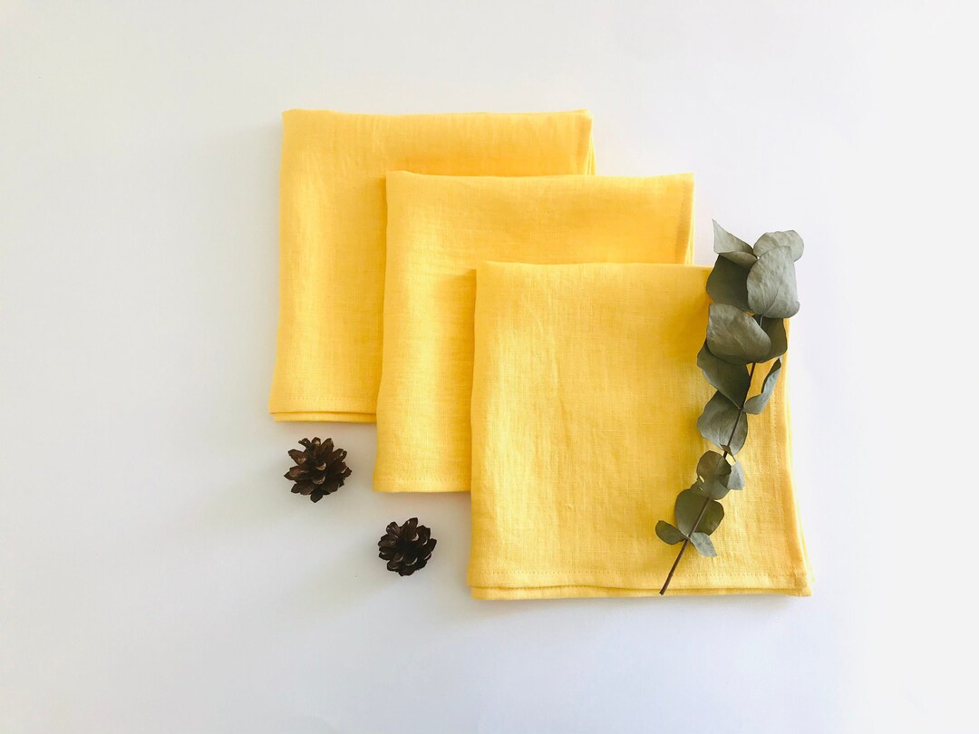 Yellow Linen Napkins Set of 2 4 6 8 10 12. Yellow Cloth Napkins 16 Inch ...