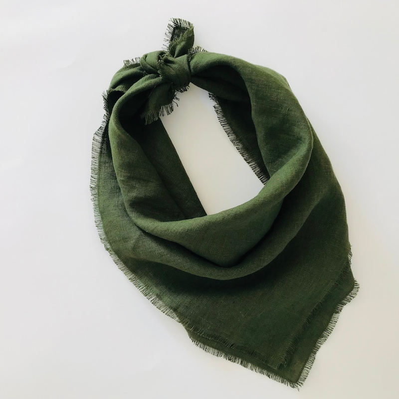 Linen Neckerchief Green - Etsy