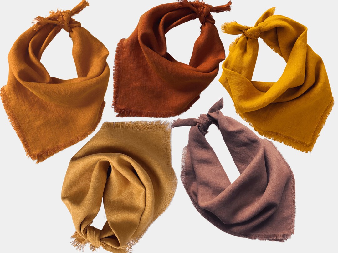 Brown Linen Bandana for Women, Men, Kids, Dogs. Natural Linen ...