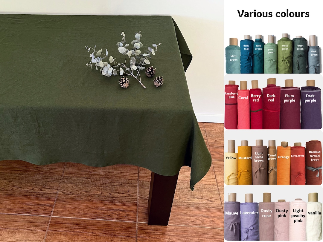 Forest Green Tablecloth. Solid Dark Green Linen Tablecloth. Extra Long ...