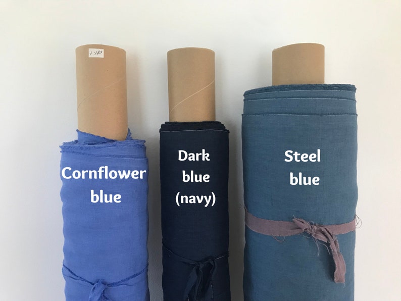 Cornflower Blue Linen Fabric by the Metre. Softened Linen - Etsy