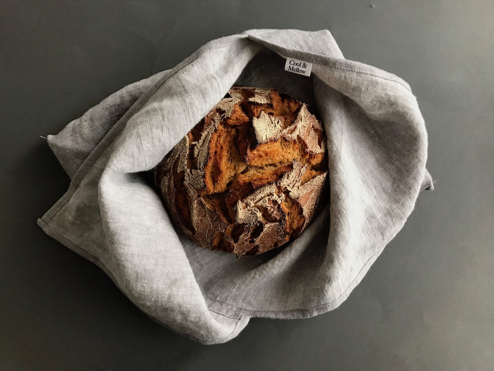 Gray Bento Bag for Bread Storage. Linen Bento Bag. Soft and Thick Linen ...