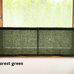 Forest Green Cafe Curtains. Kitchen Valance. Small Bathroom Curtains ...