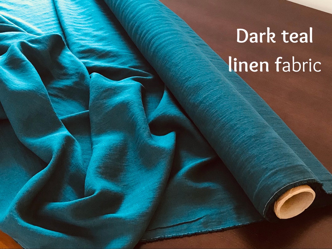 Teal Linen Fabric. Dark Teal Linen Fabric by the Yard. Teal Linen ...
