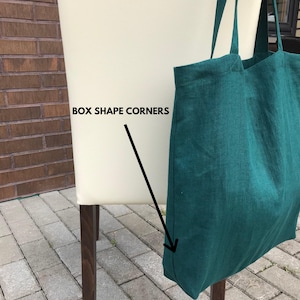 Dark Green Linen Tote Bag. Solid Green Canvas Tote Bag for Women and ...