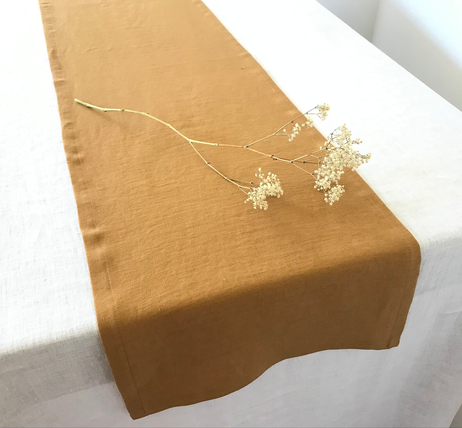 Camel Linen Table Runner. Rustic Table Decor. Light Brown Farmhouse ...