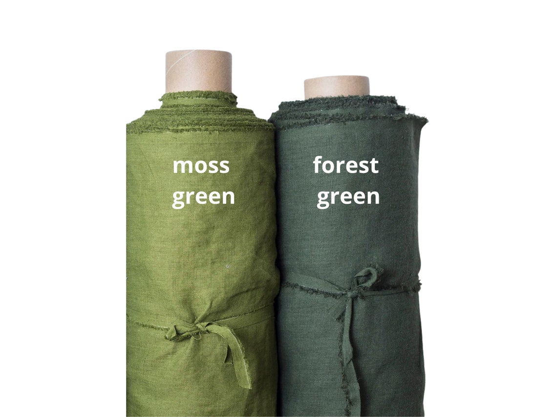 Green Linen Fabric by the Yard. Green Fabric by the Metre. | Etsy