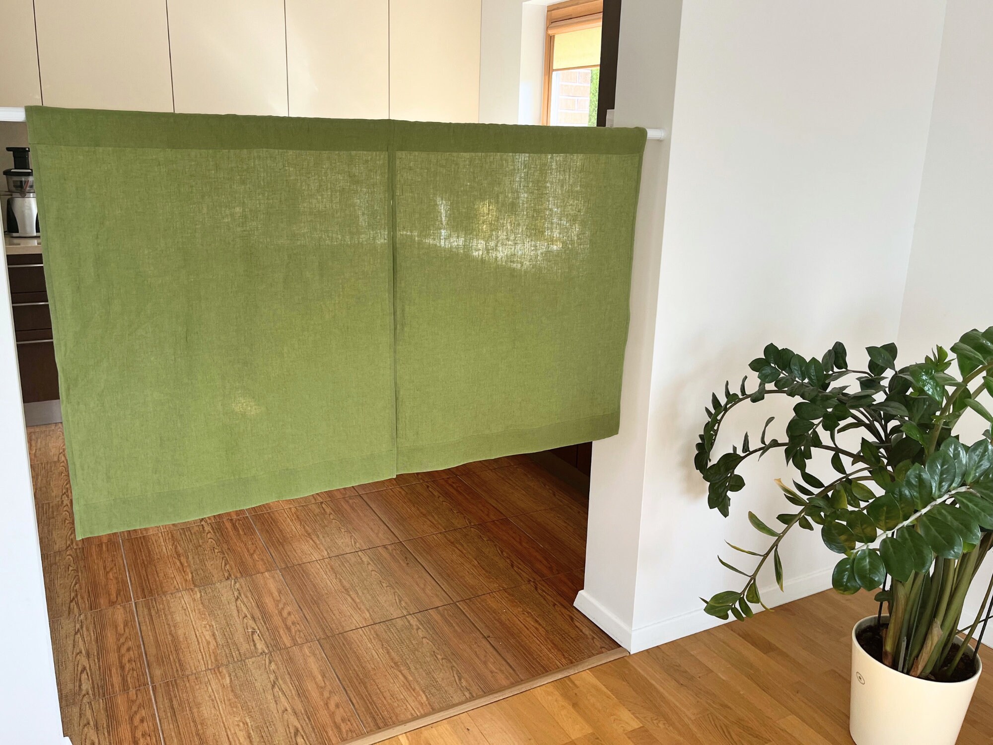Pear Green Japanese Noren Door Curtain. Linen Noren Curtain. Light ...