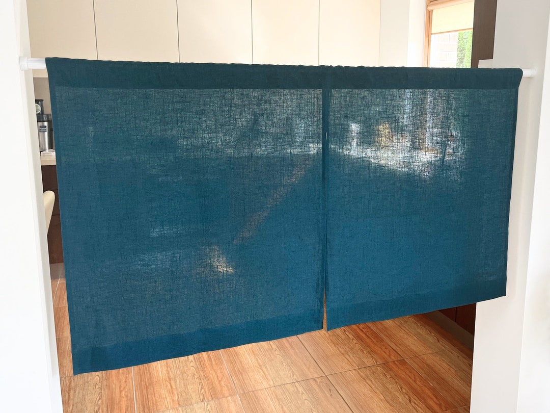Dark Teal Japanese Noren Door Curtain. Linen Noren Curtain. Teal Green ...