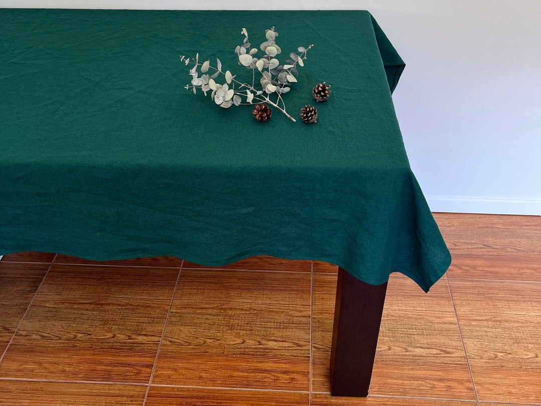 Solid Dark Green Christmas Tablecloth. Rectangle Square Round. Small ...