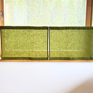 Moss Green Cafe Curtains. Kitchen Valance. Small Window Treatments ...