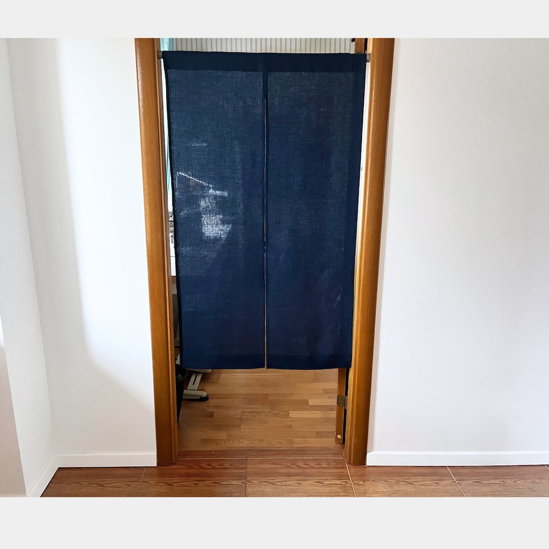 Dark Blue Japanese Noren Curtain. Navy Blue Linen Door Curtain. Linen ...