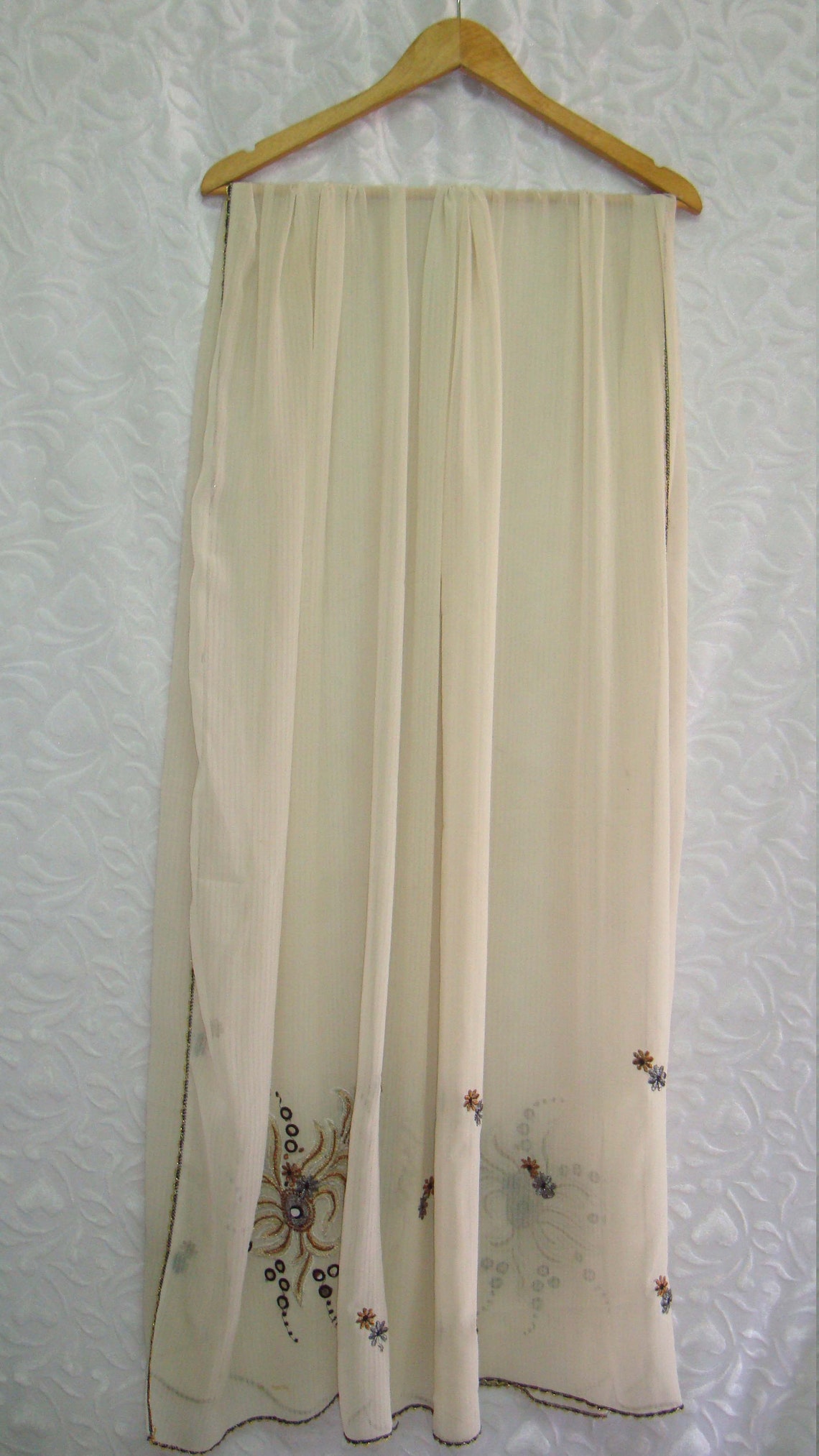 Vintage Scarf, Long Scarf,off White Color Scarf, Vintage Accessory ...