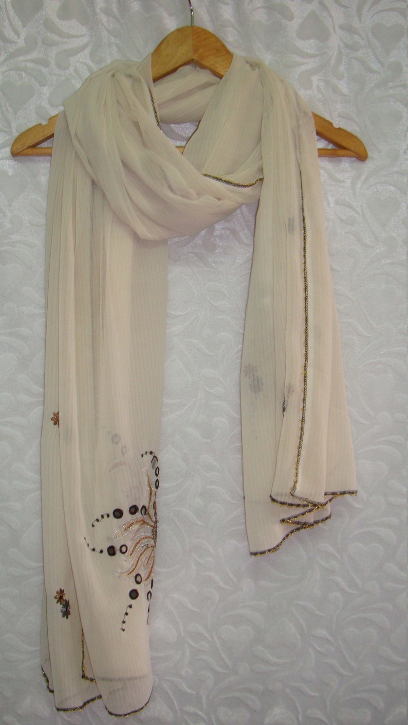 Vintage Scarf, Long Scarf,off White Color Scarf, Vintage Accessory ...