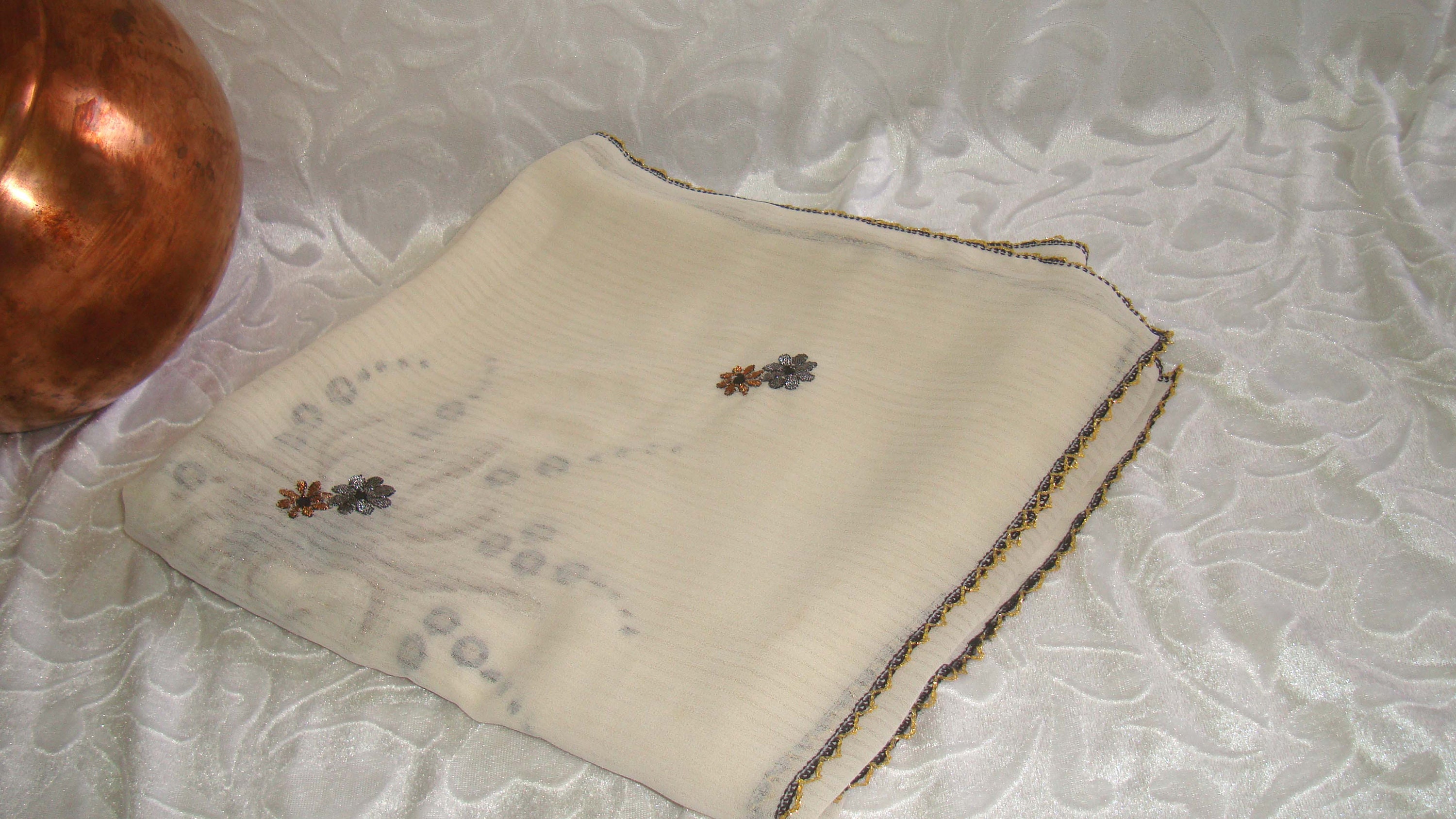 Vintage Scarf, Long Scarf,off White Color Scarf, Vintage Accessory ...