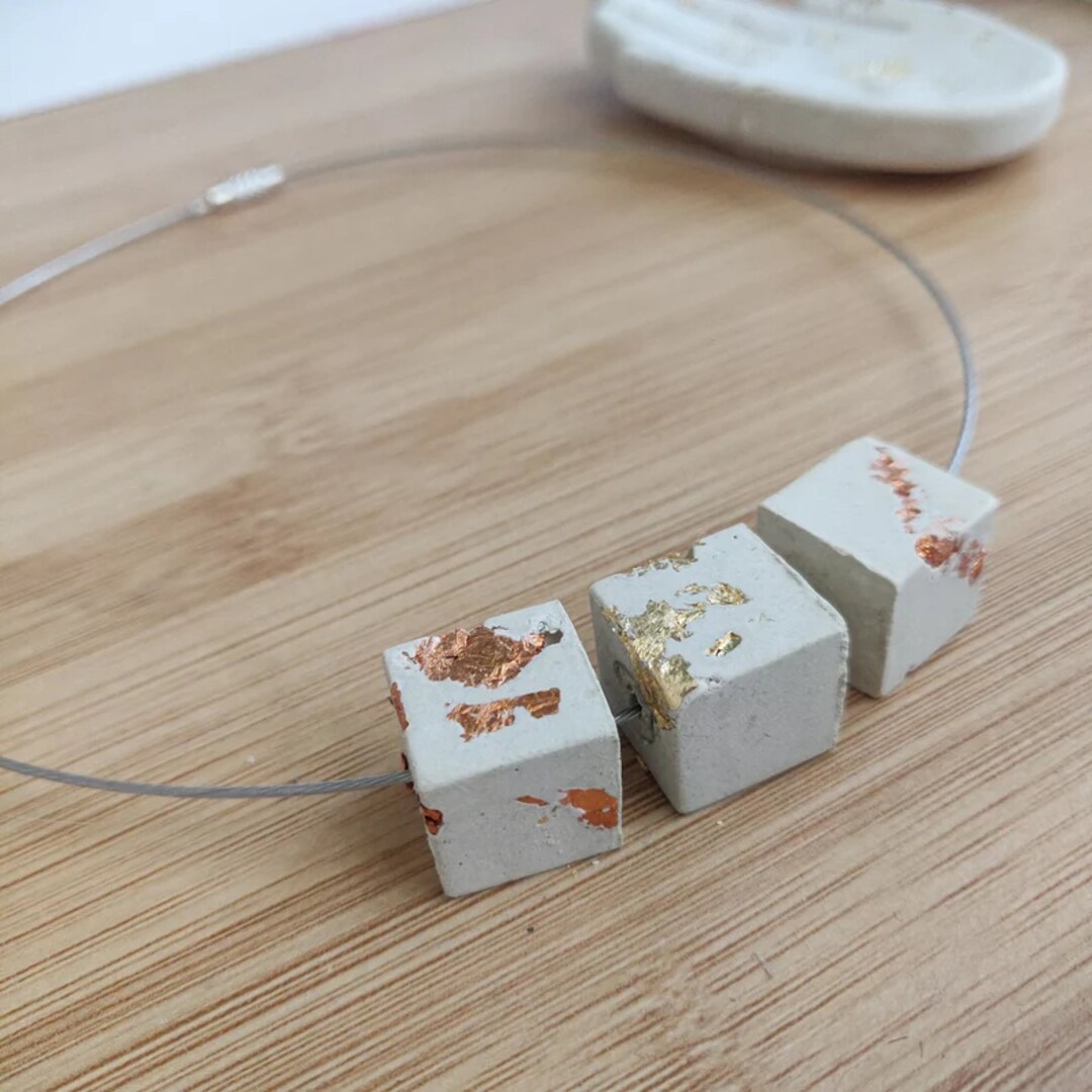 Concrete Cube Necklace Architect Concrete Jewelry Geometrical Necklace ...