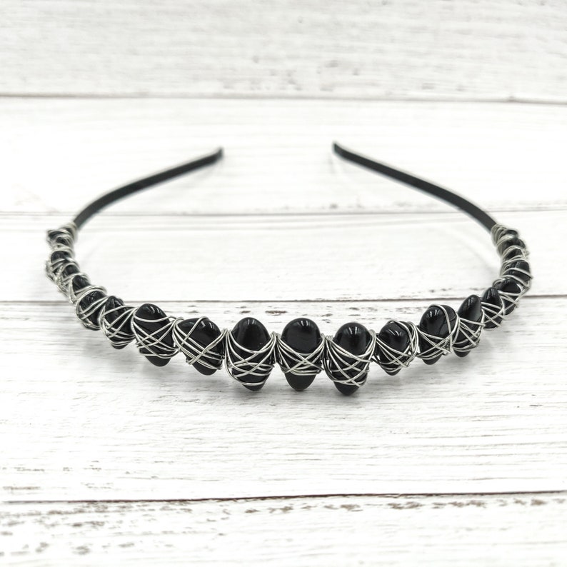 Black Obsidian Crystal Quartz Gemstone Tiara Crown Woman - Etsy