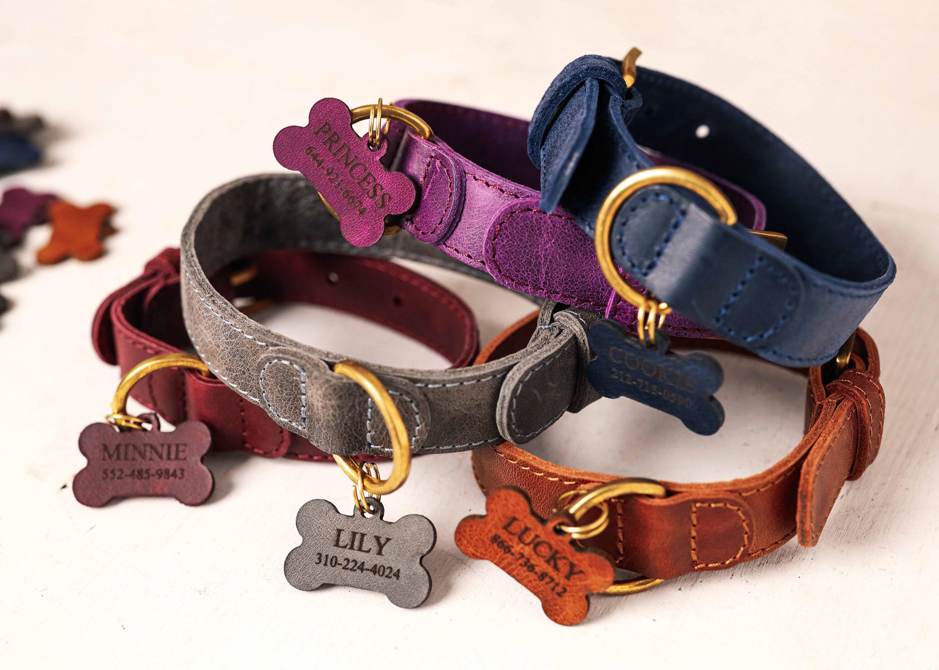 Personalized Dog Tag, Dog Name Tag, Leather Dog Tag, Puppy Name Tag ...