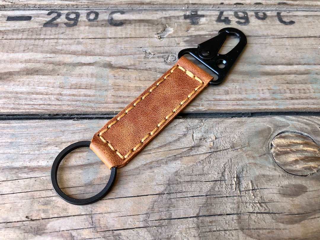 Carabiner Keychain, Tactical Keyring, Leather Key Fob, Personalized ...