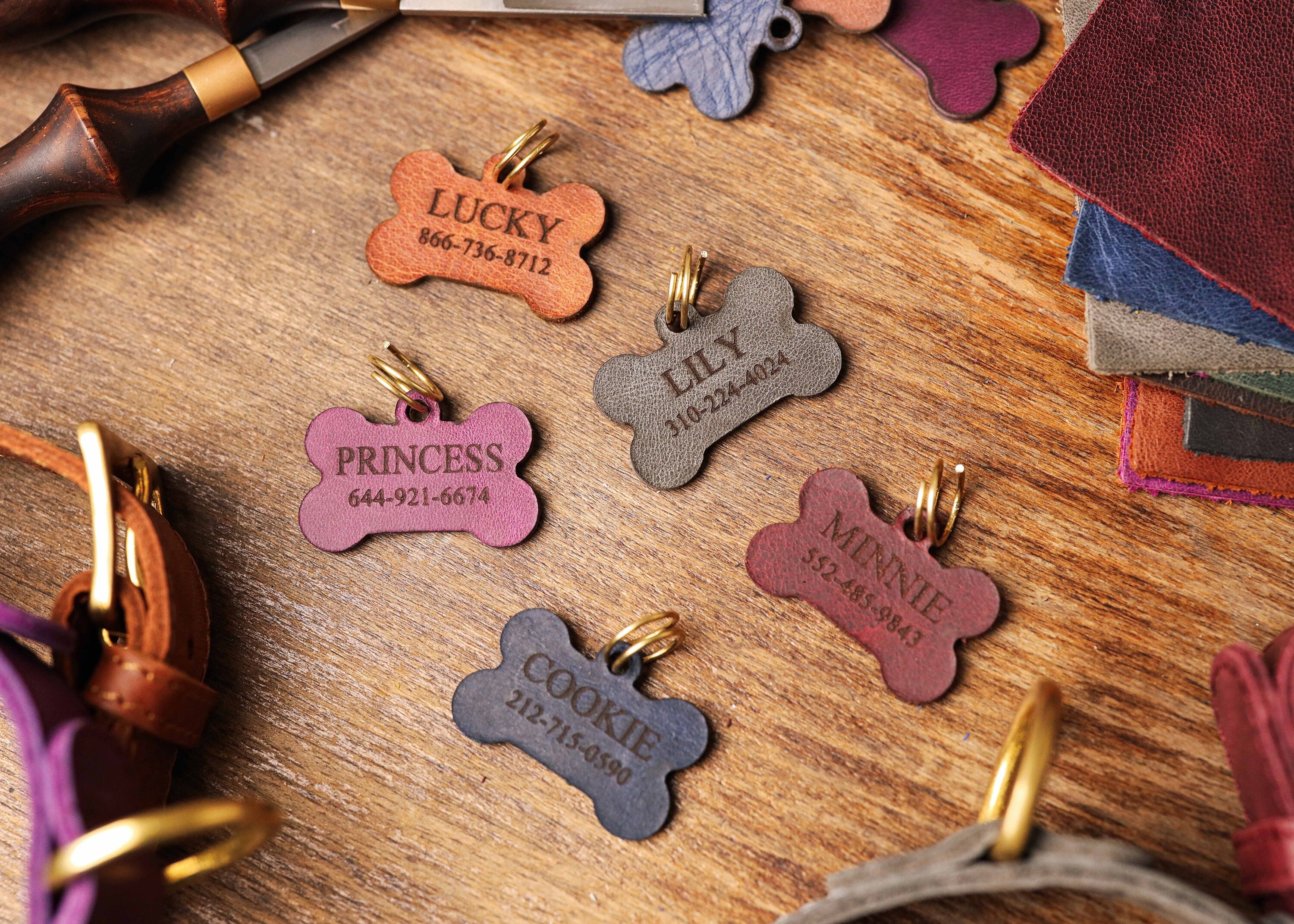 Personalized Dog Tag, Dog Name Tag, Leather Dog Tag, Puppy Name Tag ...