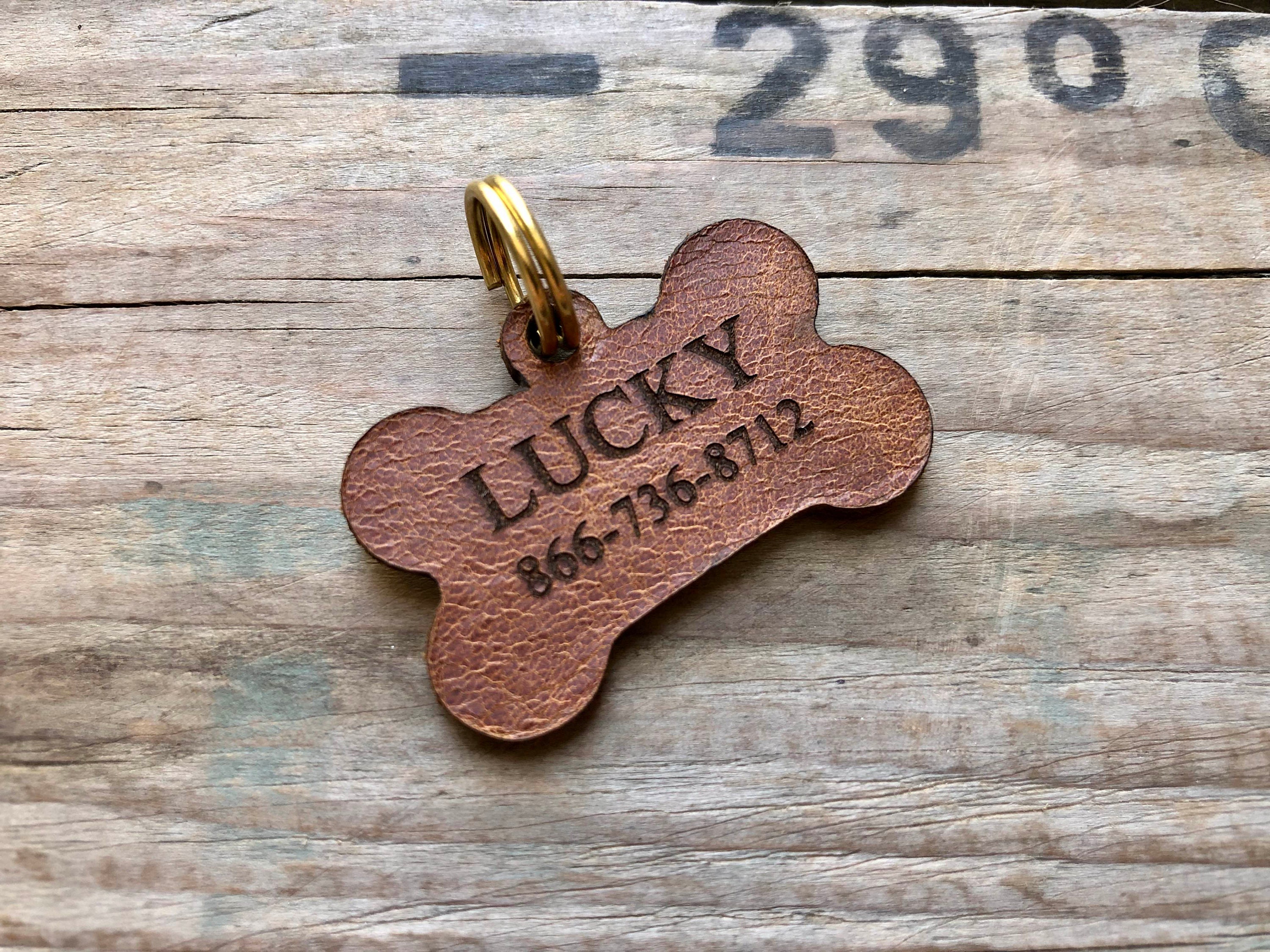 Personalized Dog Tag, Dog Name Tag, Leather Dog Tag, Puppy Name Tag ...