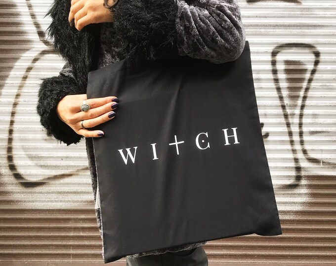 Witch Tote Bag / Graphic Tote Bag / Canvas Tote Bag / Grocery Bag ...